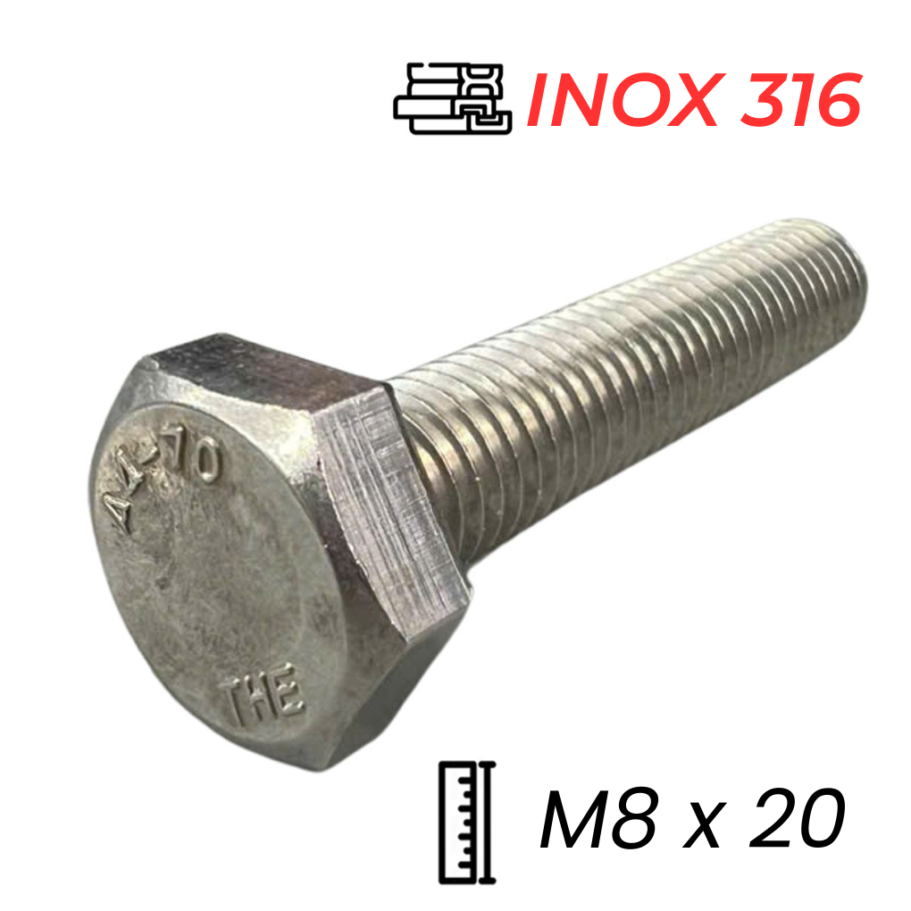 Bulong Inox 316 DIN933 M8x20 | Mecsu.vn